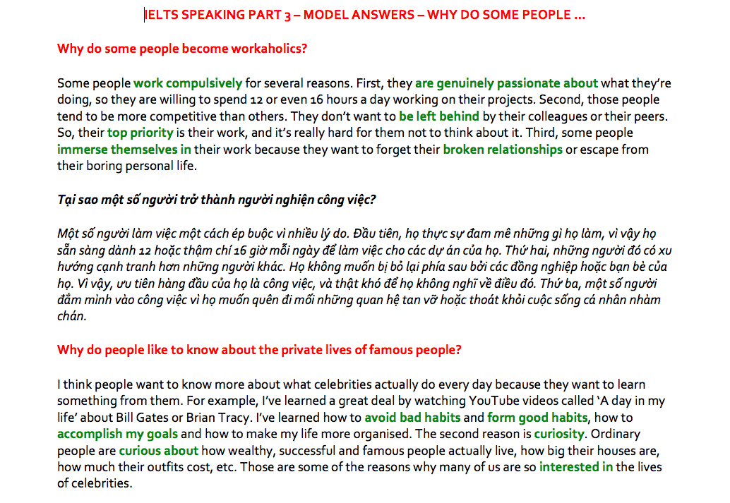 IELTS Speaking Part 3 Model Answers - Why do some people ... - IELTS ...